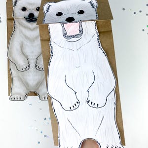 Printable Polar Bear Paper Bag Puppet Craft Kit | DIY ARCTIC Animal ...