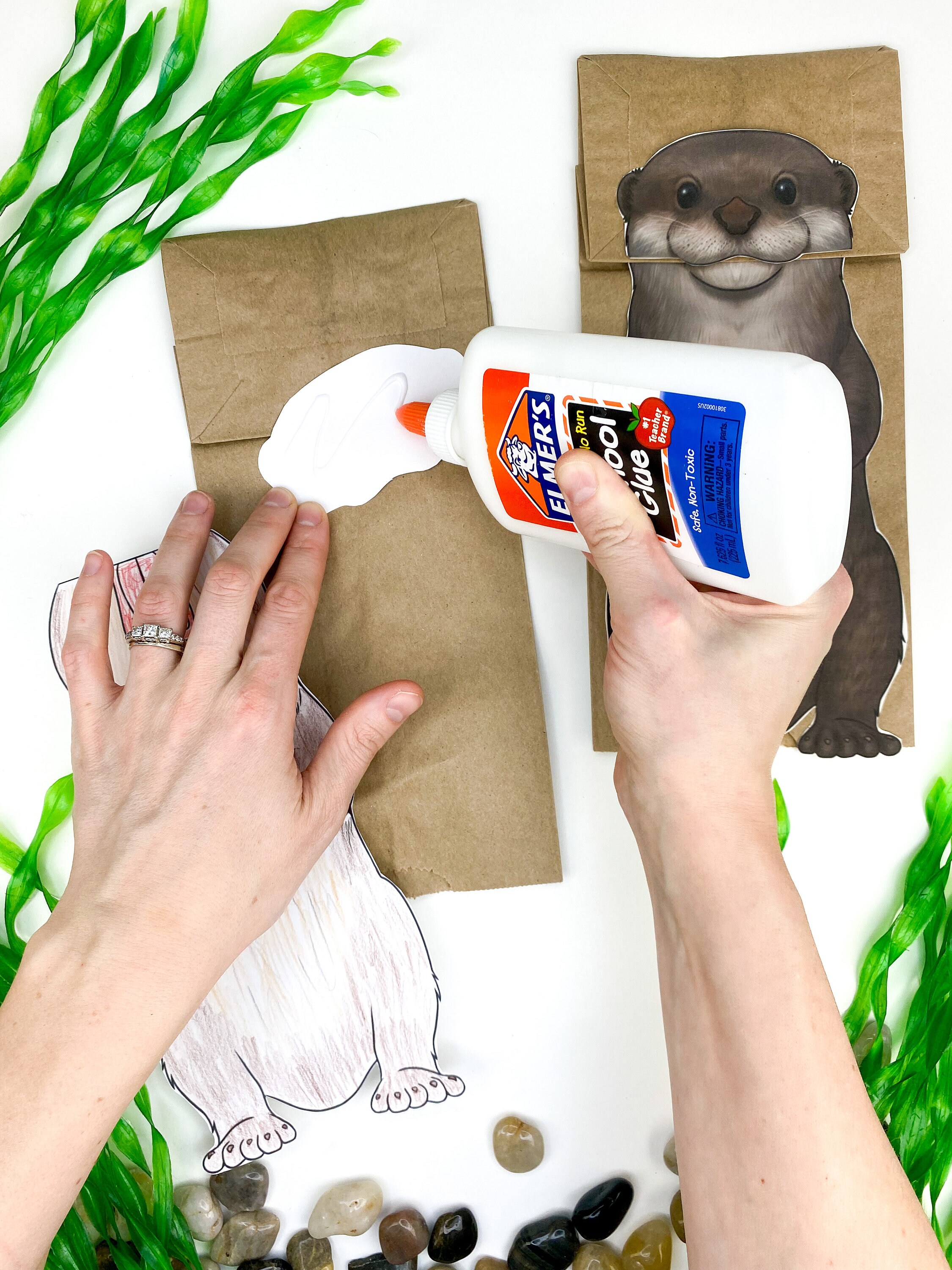 Kids Craft Otter Puppet Printable Paper Bag Template Animal Enthusiast ...