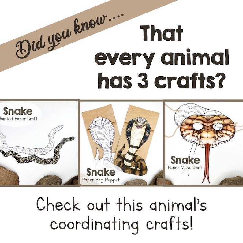 Printable Articulated SNAKE Puppet | DIY Jointed Animal Craft Template ...