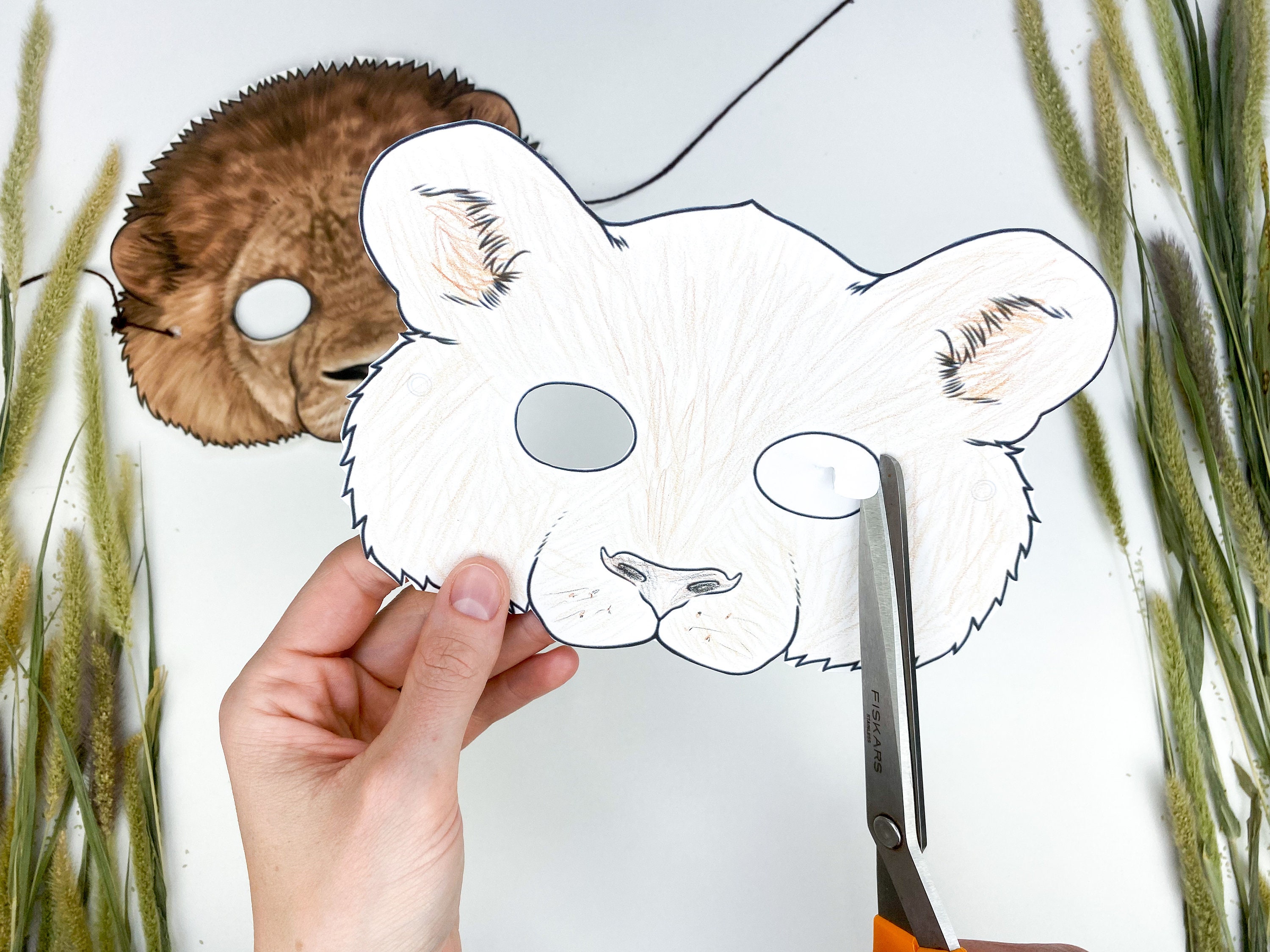 Lion Paper Mask Craft Kit | Printable Majestic Animal Mask Template ...