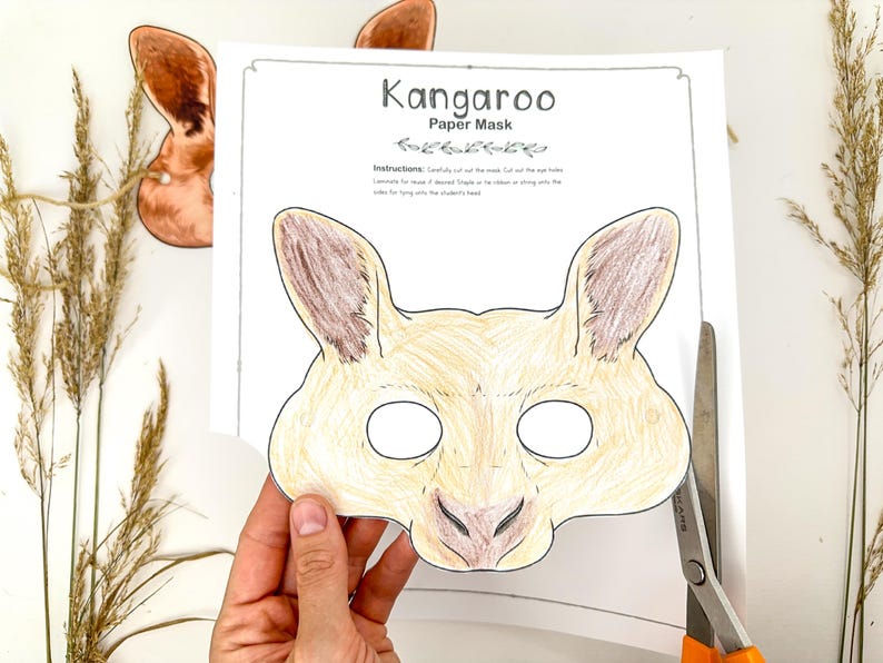 Printable KANGAROO Mask Template | DIY Paper Craft Animal PDF | Kids ...