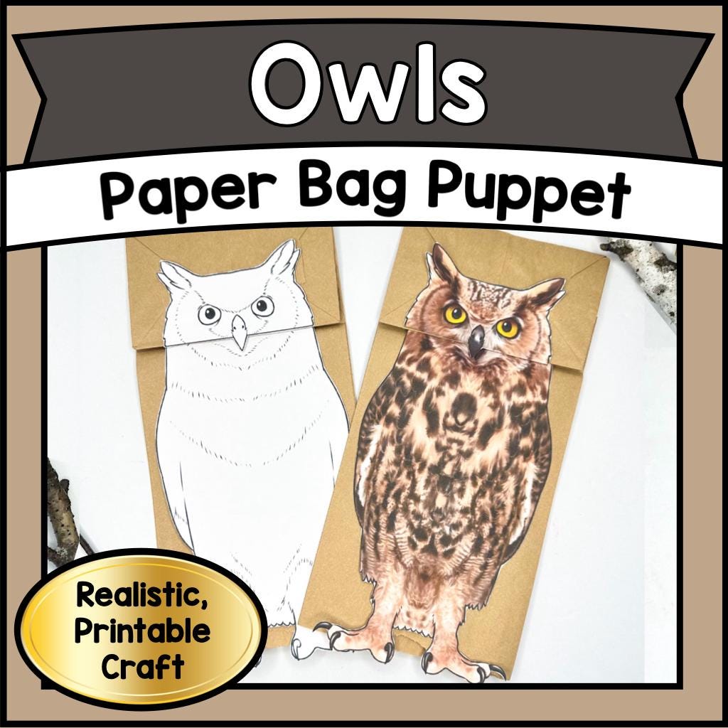 PRINTABLE Owl Paper Bag Puppet DIY Template | Kids Craft PDF ...