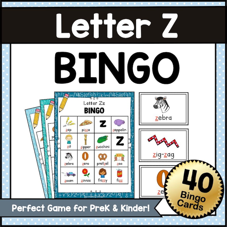 LETTER Z BINGO Game – Cute Alphabet Bingo Printable for Preschool and ...