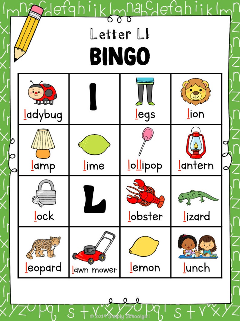 Letter L Bingo Game - Etsy