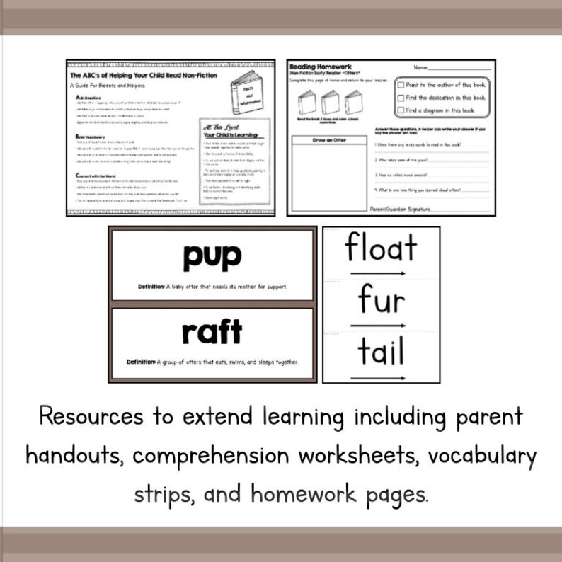 OTTERS K-2 Learn to Read Worksheets Early Reading Comprehension Short ...