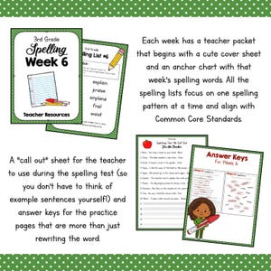 3rd GRADE SPELLING Curriculum Printable - 30 Weeks of Printable ...