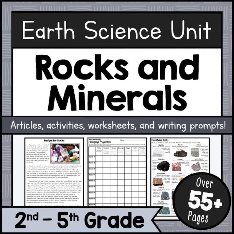 Rocks and Minerals Unit Study Printable • Geology Worksheets Posters ...