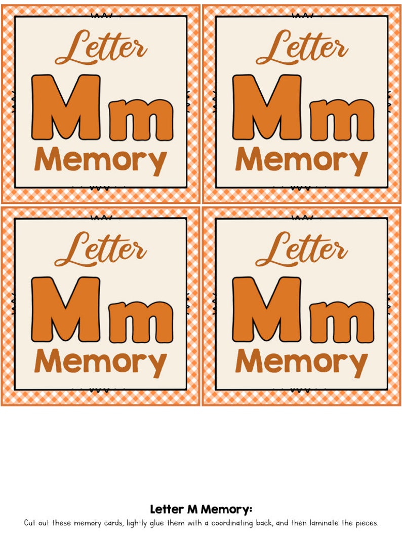 Letter M Memory Game Etsy