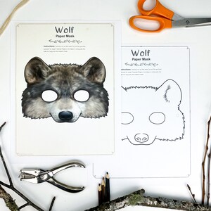 Wolf Paper Mask Template | Printable Kid's Craft Activity | Articulated ...