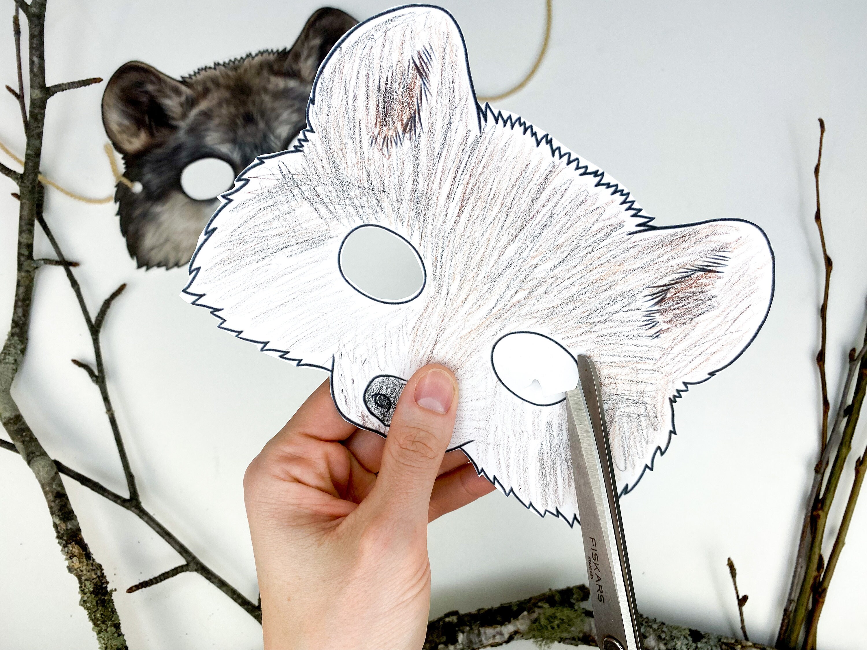 Wolf Paper Mask Template | Printable Kid's Craft Activity | Articulated ...