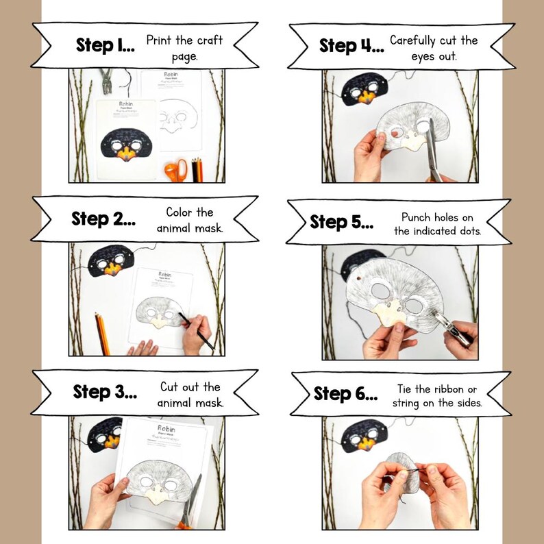 Printable ROBIN Bird Paper Mask Template | DIY Animal Mask PDF for Kids ...