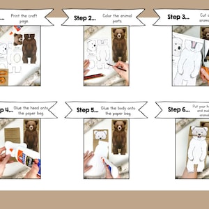 DIY Bear Puppet Printable | Fun Paper Bag Craft Template | Easy Puppet ...