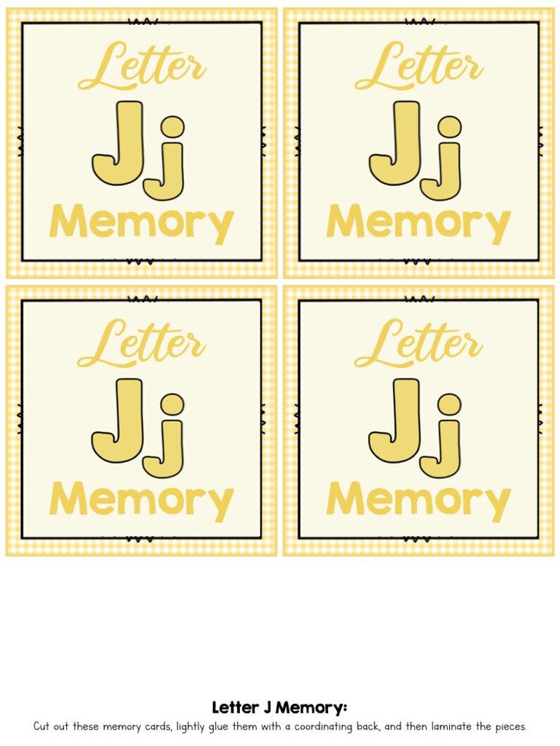 Letter J Memory Game - Etsy