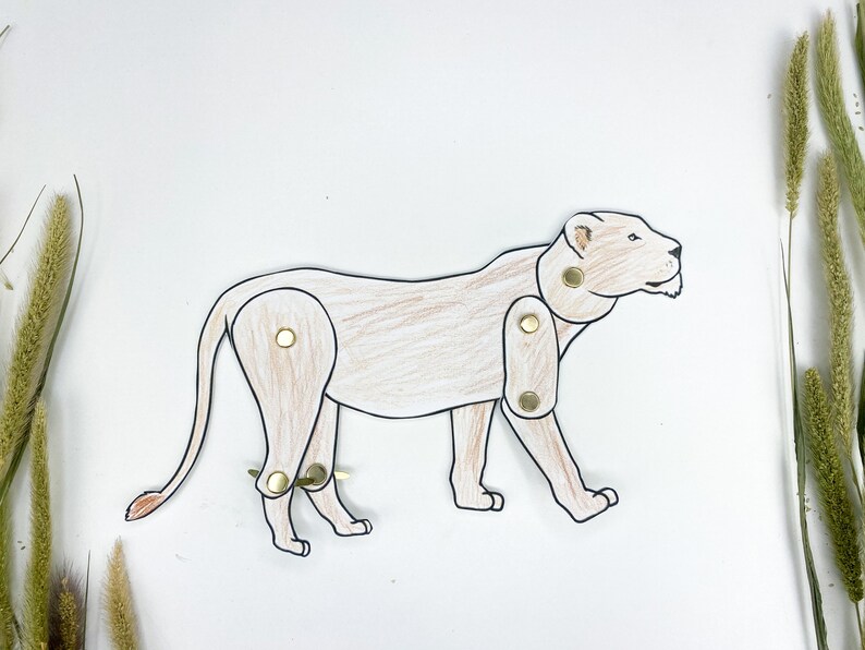 Printable Jointed Lion Template | Articulated Lion Craft Kit | DIY Lion ...