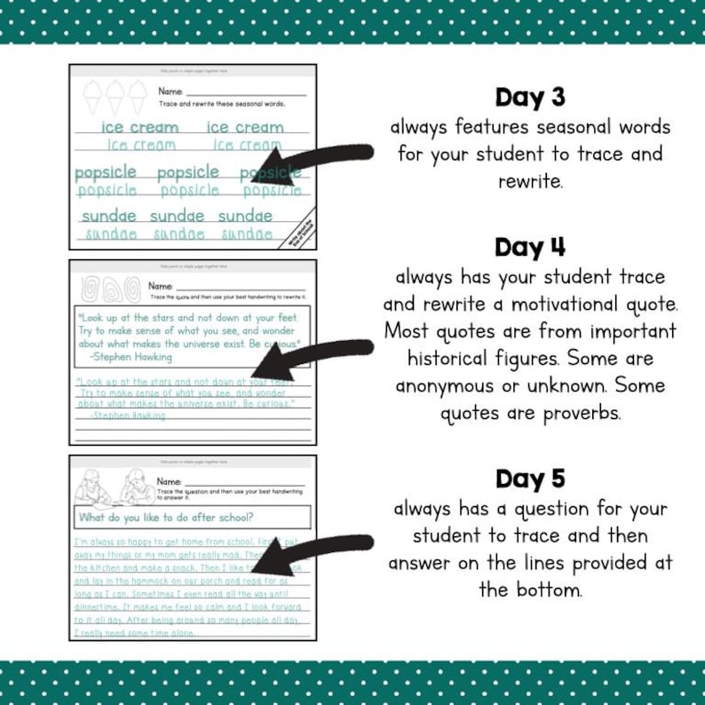 8th GRADE HANDWRITING Curriculum PDF - 30 Weeks of Printable Writing ...