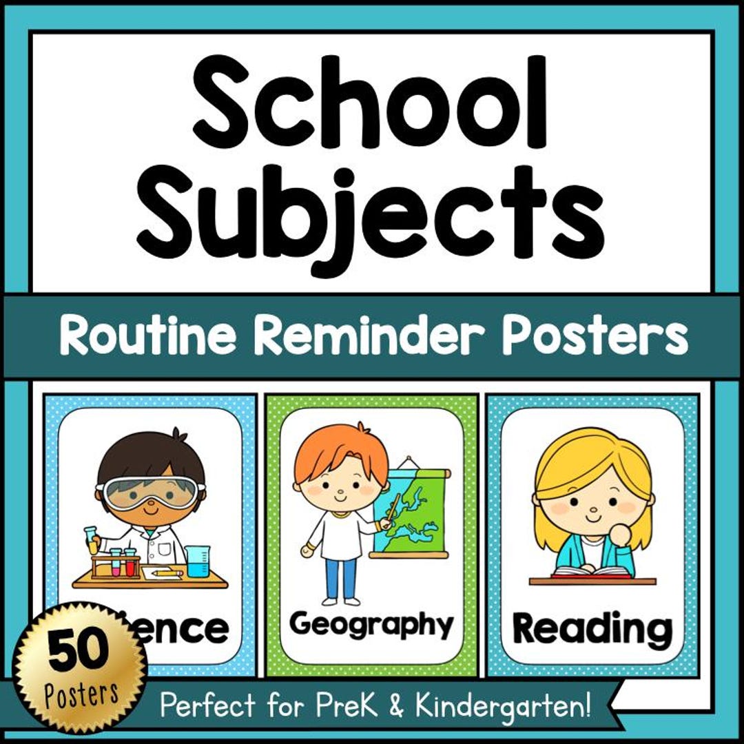 School Subjects Posters, Classroom Schedule Cards Printable | Daily ...