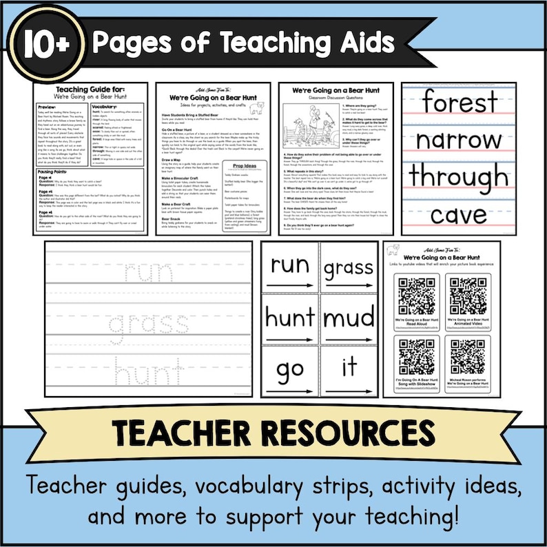 We're Going on a Bear Hunt Book Study PDF | Preschool Worksheets ...