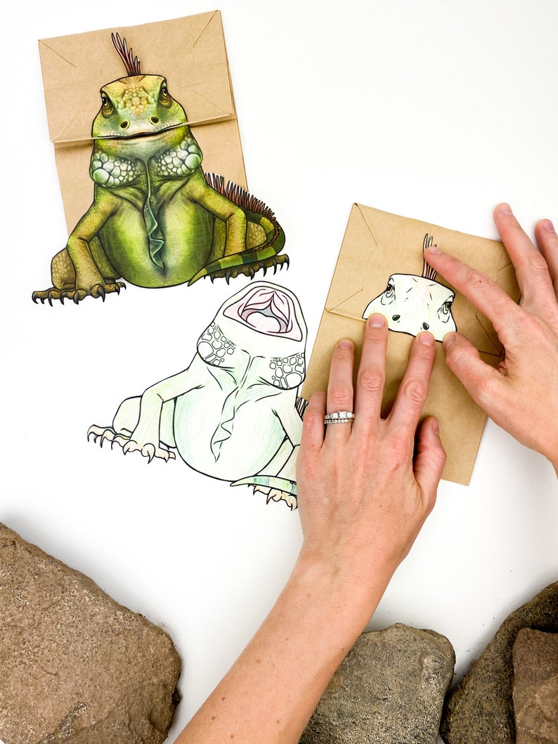 Printable Lizard Paper Bag Puppet Craft Template | Fun Animal Crafting ...