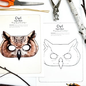 Printable Owl Face Mask Template | Artistic Animal Paper Craft for DIY ...