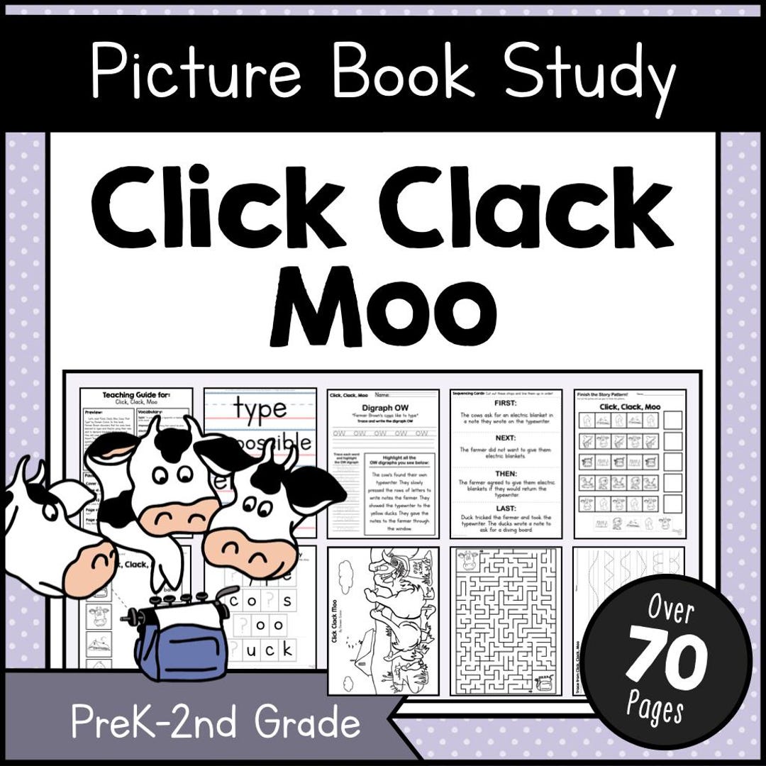 Click Clack Moo Picture Book Study Companion | Preschool to 2nd Grade ...