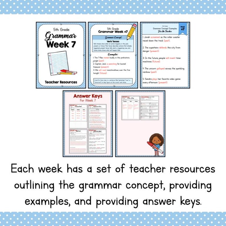 Complete 5th GRADE GRAMMAR Curriculum Printable - 30 Weeks of ...