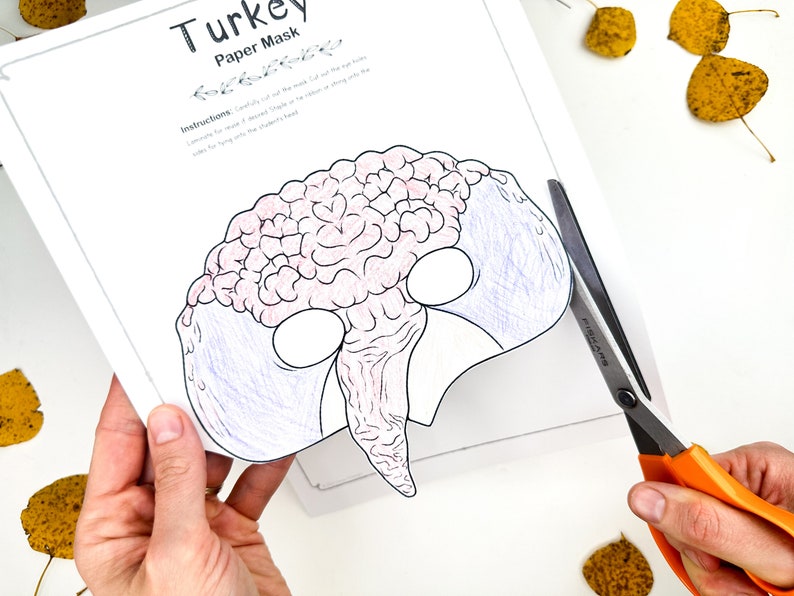 Printable Turkey Craft Mask Turkey Coloring Mask Activity Paper Diy for ...