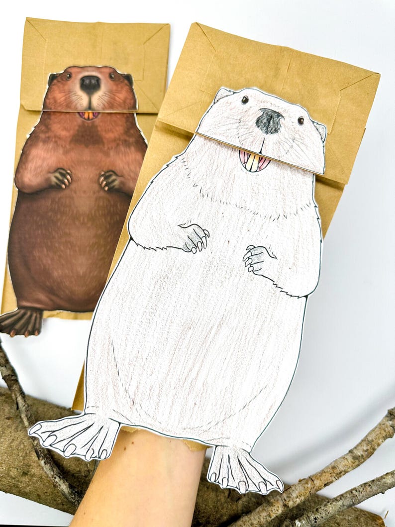 Printable BEAVER Puppet Craft Template Kit | DIY Articulated Woodland ...