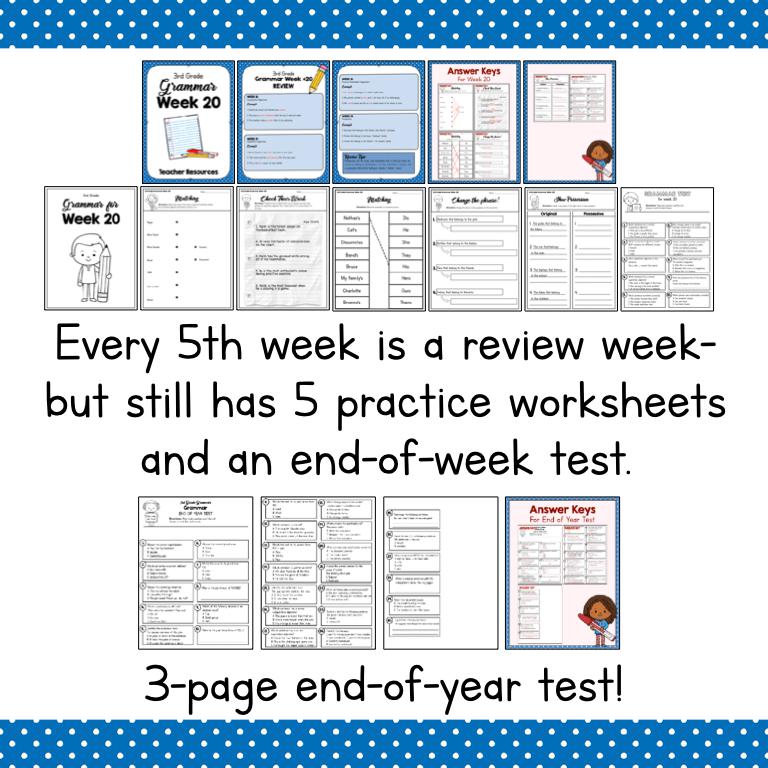 Complete 3RD GRADE GRAMMAR Curriculum Printable - 30 Weeks of ...