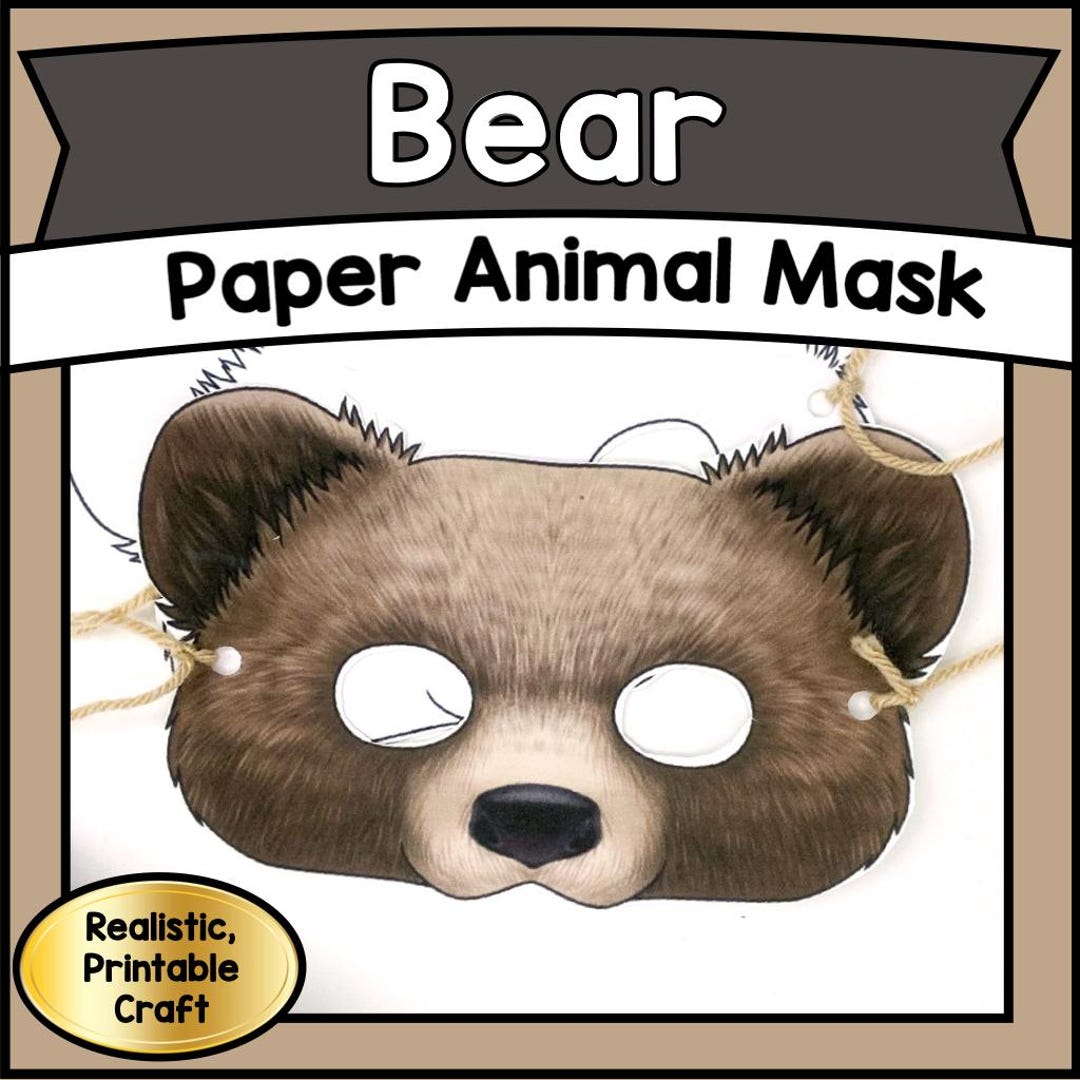 Printable Bear MASK Craft Kit | DIY Paper Animal Mask PDF | Fun ...