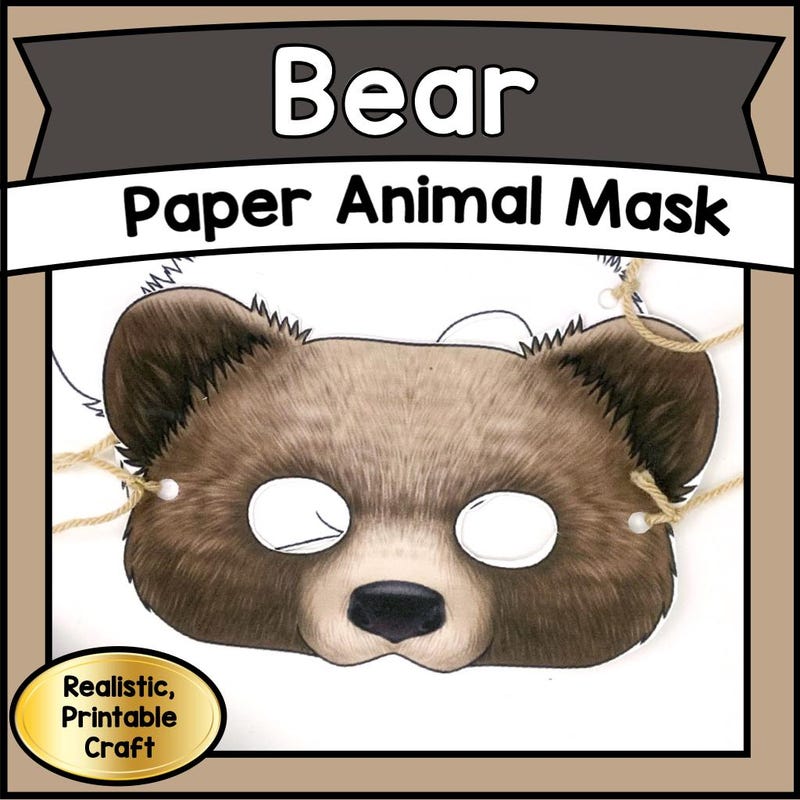 Paper Bear Mask Printable - Etsy UK