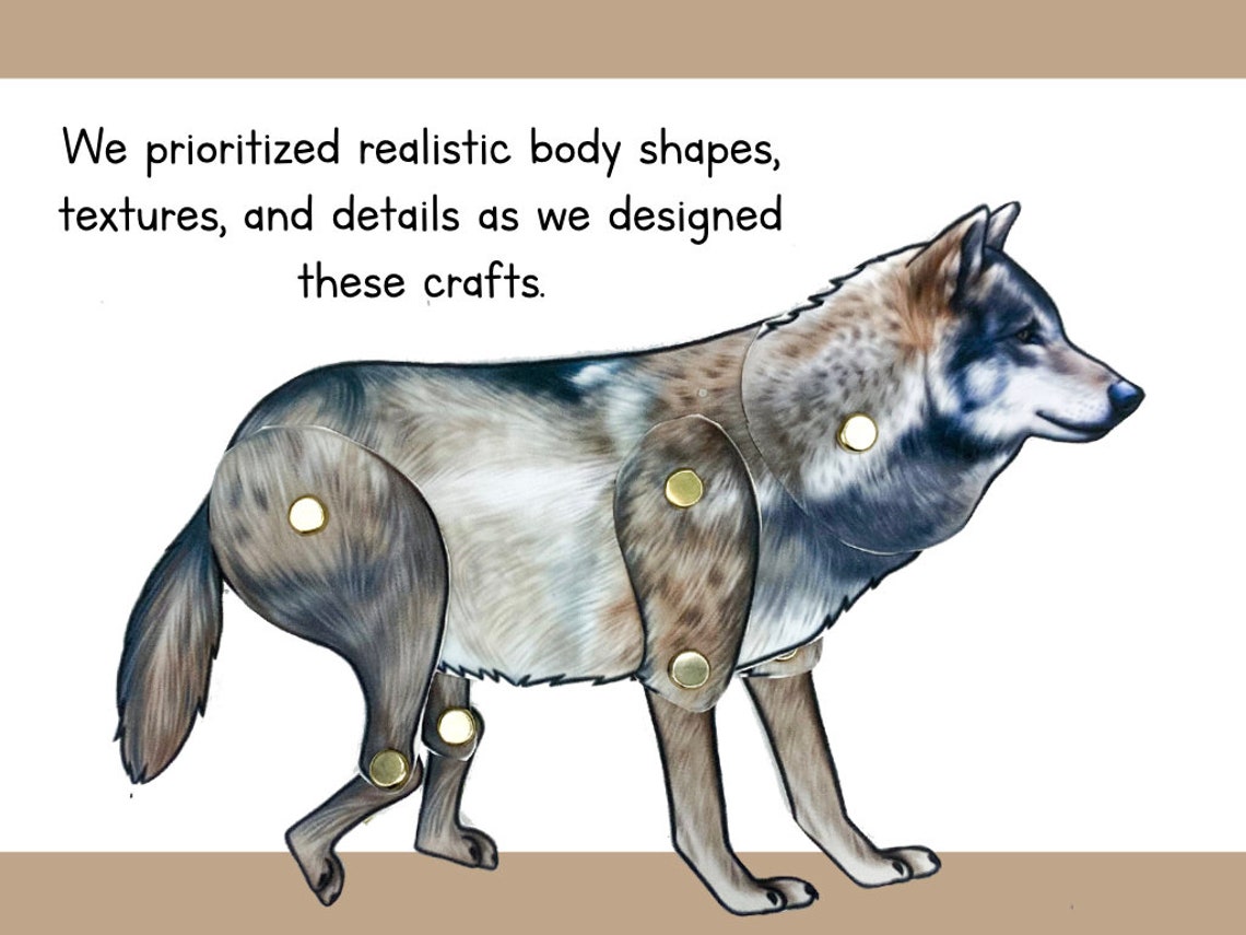 Wolf Jointed Animal Craft | Easy Assembly Articulated Wolf | Nature ...