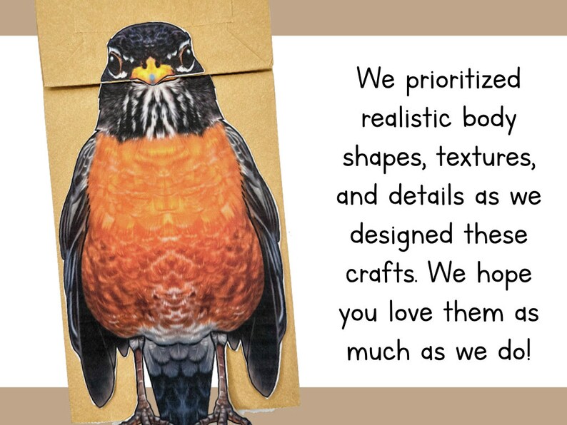 Robin Paper Bag Puppet Kit | Autistic Kids Crafts Time Activity ...