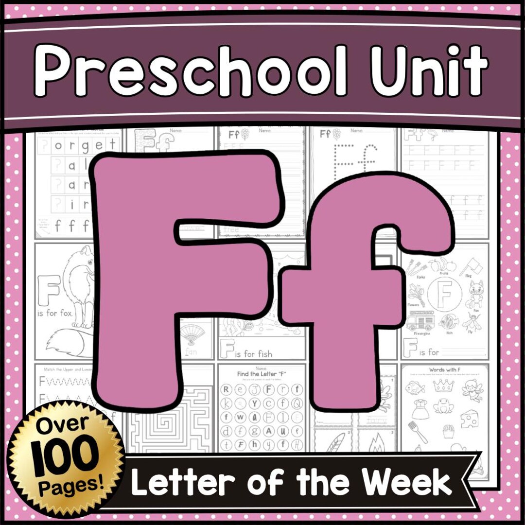 Letter F PRESCHOOL ALPHABET PACKET Pdf - Printable Letter of the Week ...