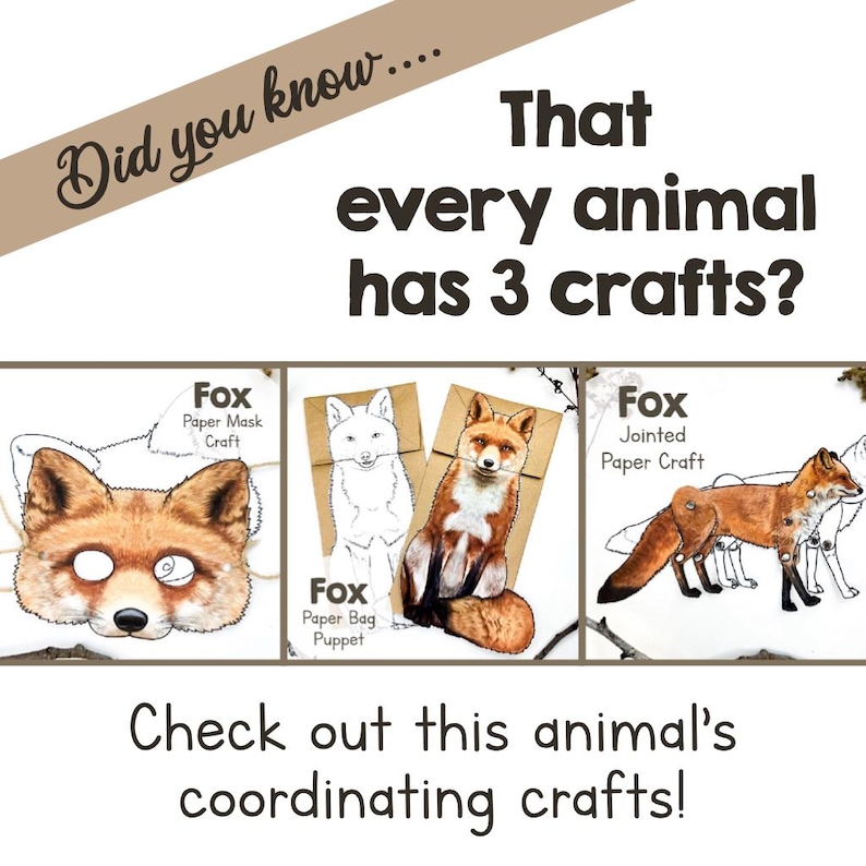 Printable ARTICULATED Fox Puppet Craft Template Kit | DIY Woodland ...