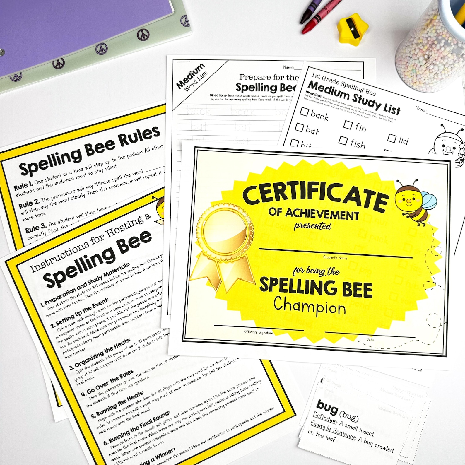 1st GRADE SPELLING Bee Word List PDF – Everything You Need to Host a ...