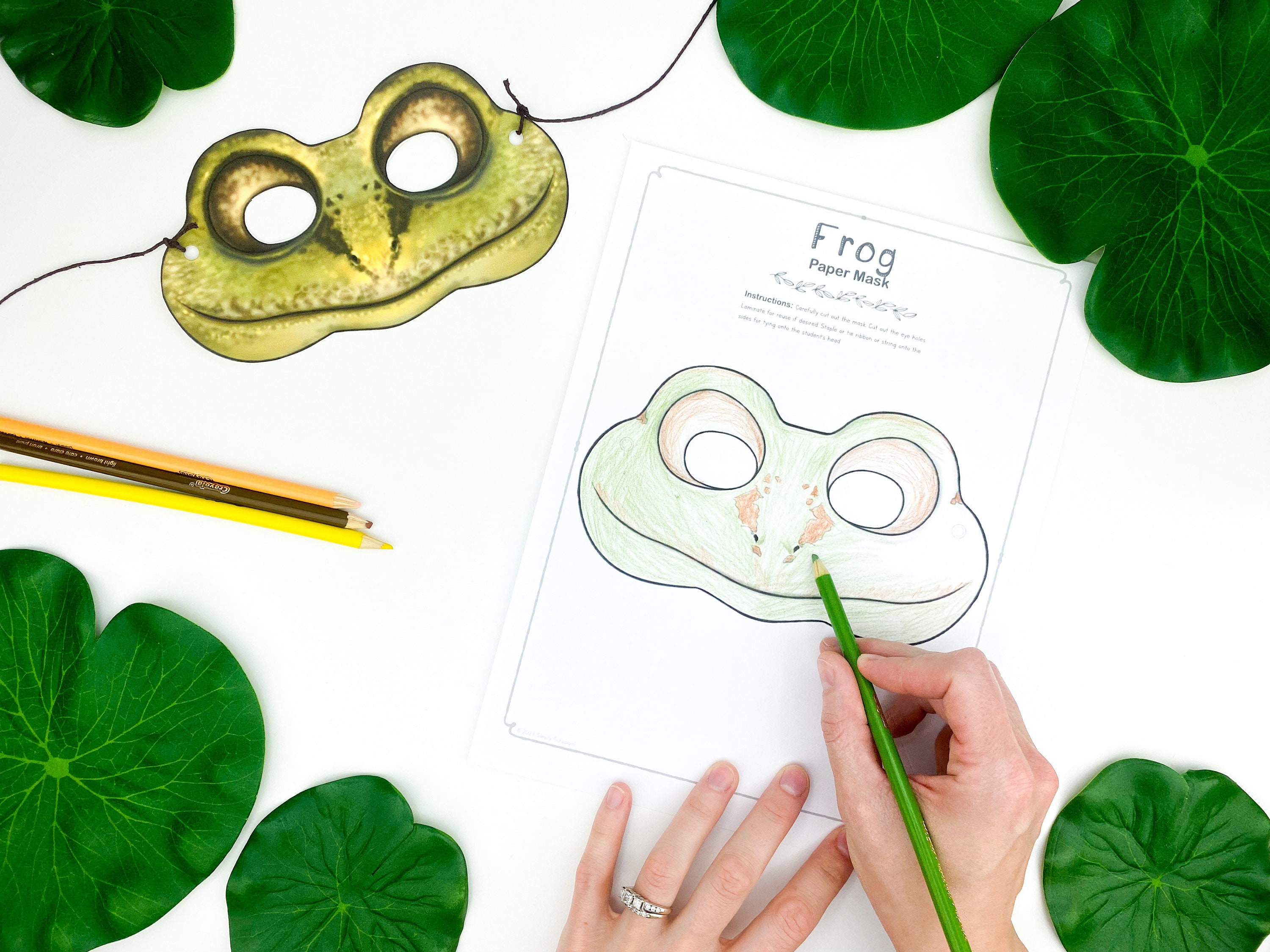Frog Paper Mask | Animal Printable Paper Craft Template | Eco-friendly ...