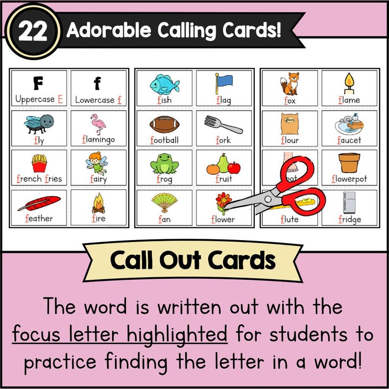 Letter F BINGO GAME PRINTABLE - Alphabet Bingo Cards for Preschool and ...