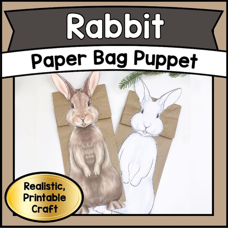 Printable RABBIT Paper Bag Puppet | DIY Craft Template PDF | Fun Kids ...
