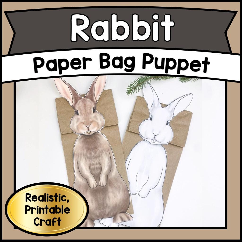 Printable RABBIT Paper Bag Puppet | DIY Craft Template PDF | Fun Kids ...
