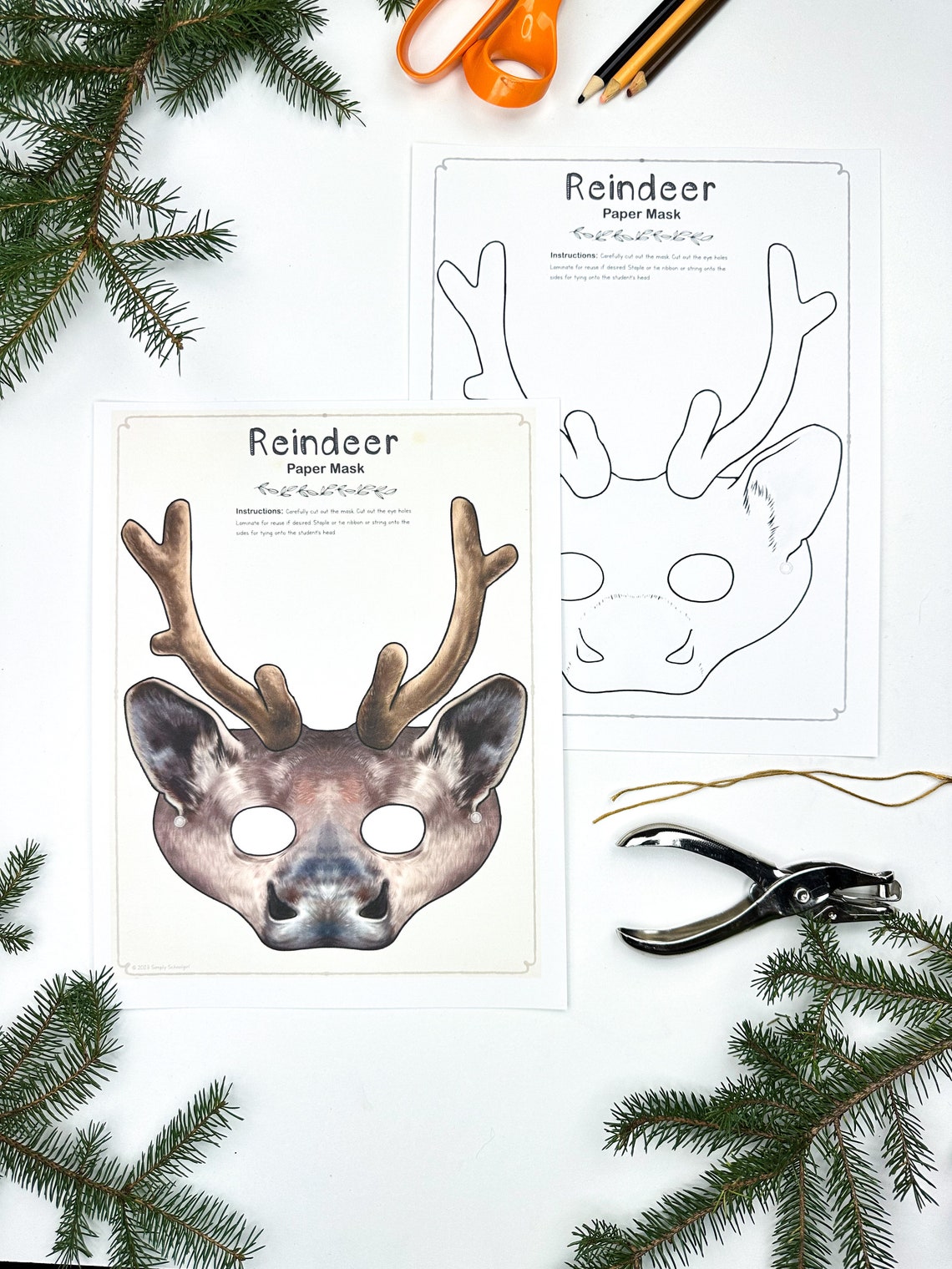 Printable Reindeer Craft Mask | Animal Paper Template | Easy to Make ...