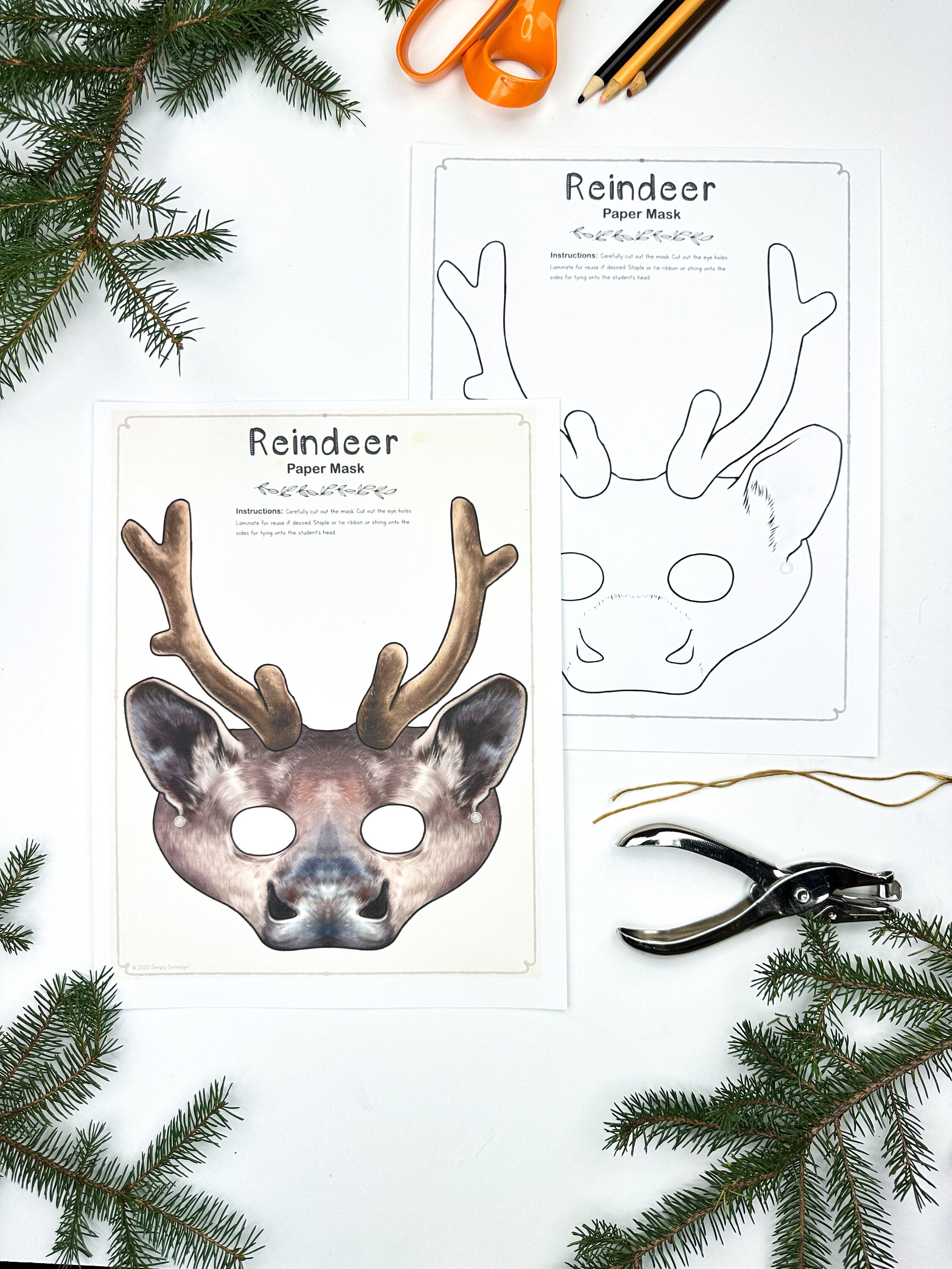 Printable Reindeer Craft Mask Animal Paper Template Easy to Make ...
