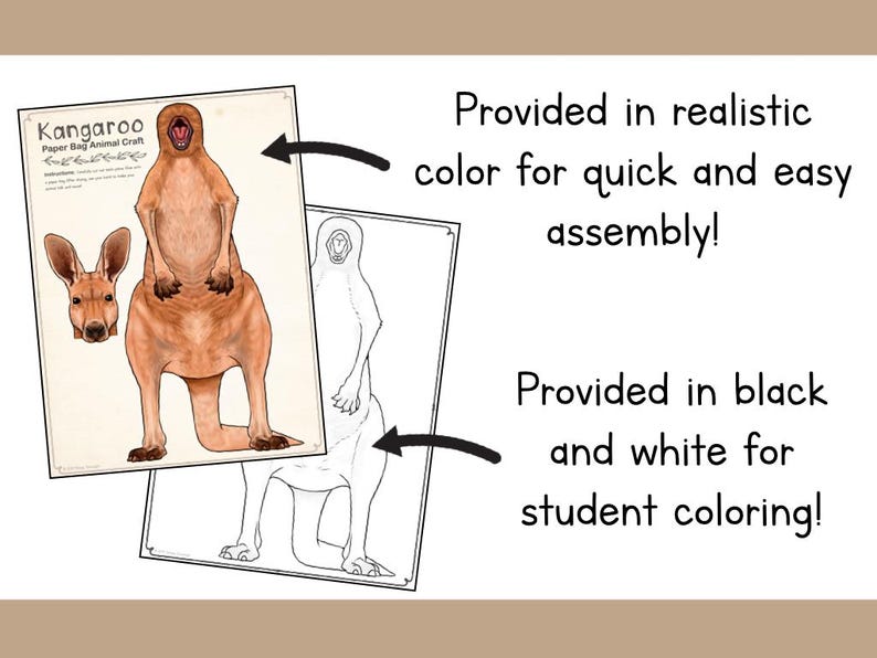 DIY Kangaroo Puppet Printable | Fun Paper Bag Craft Template | Easy ...