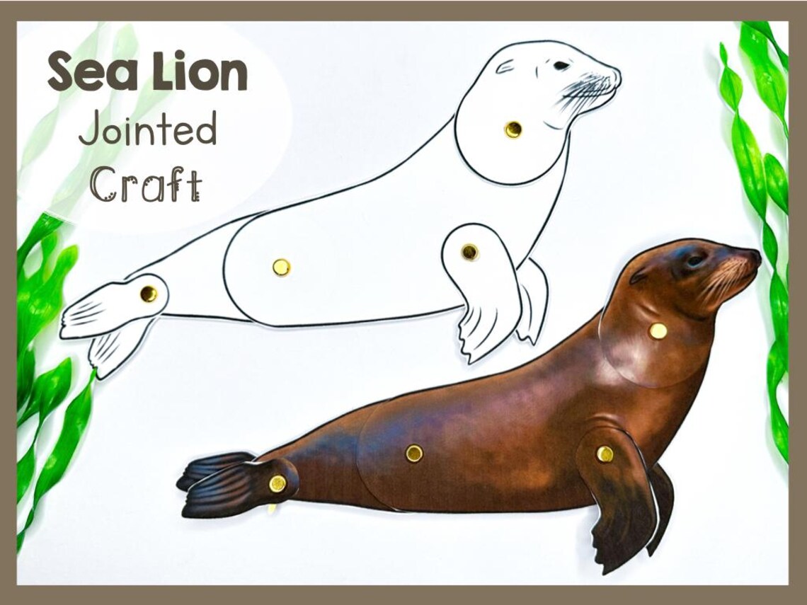 Printable Jointed Sea Lion Puppet Craft | Articulated Animal Template ...