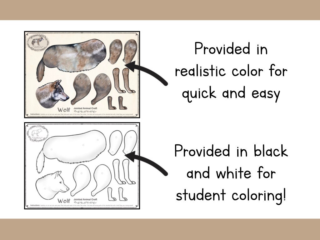 Wolf Jointed Animal Craft | Easy Assembly Articulated Wolf | Nature ...