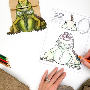 Printable Lizard Paper Bag Puppet Craft Template | Fun Animal Crafting ...