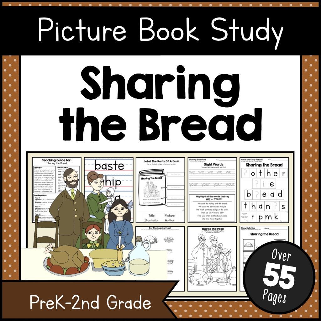 SHARING THE BREAD Book Study Printable - No Prep Picture Book Companion ...