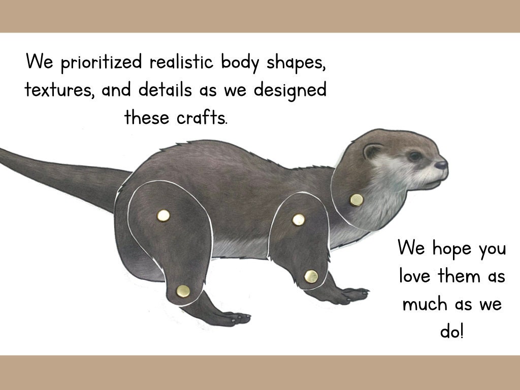 Printable Otter Craft Template | Articulated Jointed Animal | Woodland Animal Learning Toy ...