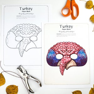 Printable Turkey Craft Mask | Turkey Coloring Mask Activity | Paper Diy ...