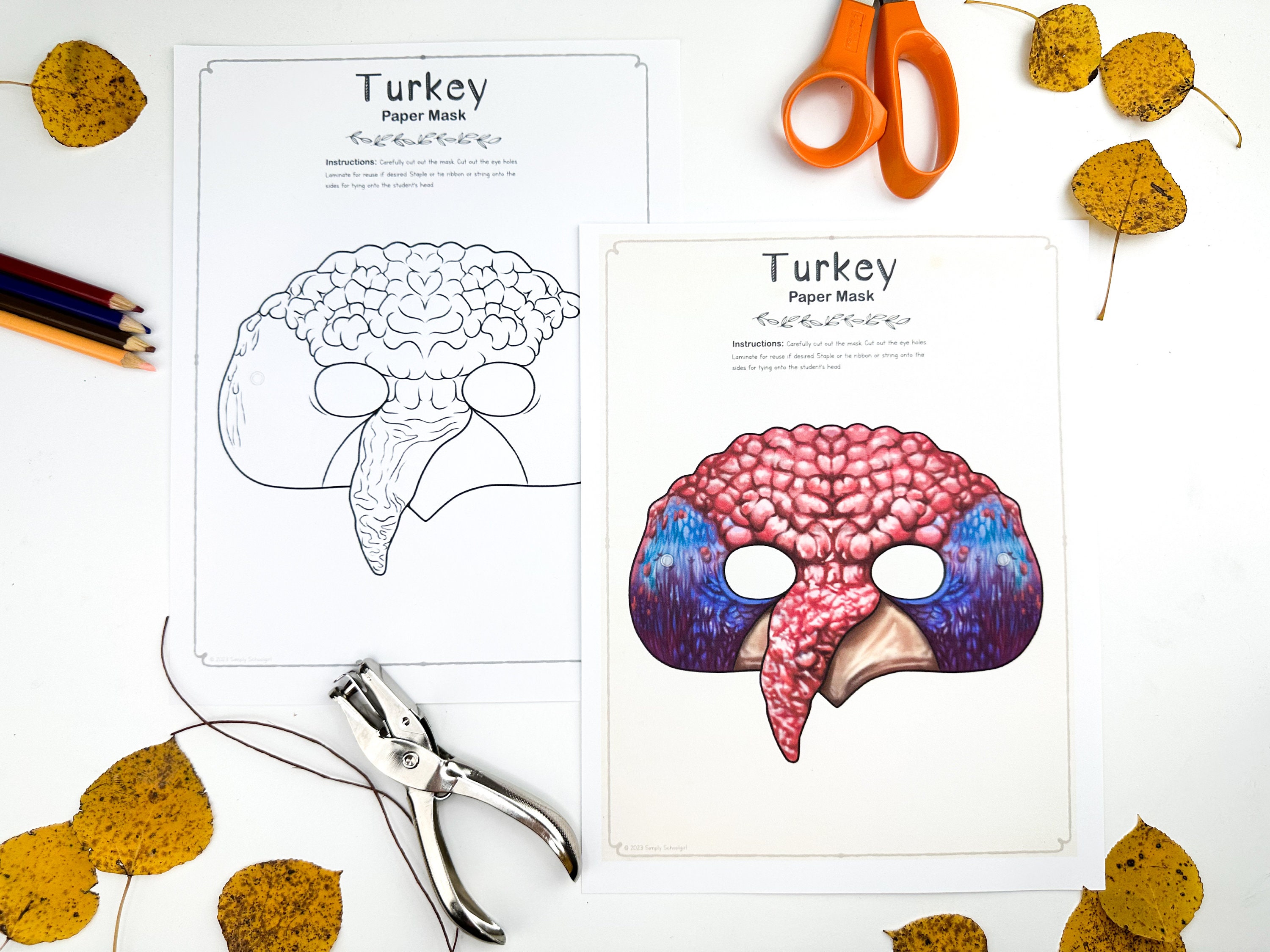 Printable Turkey Craft Mask | Turkey Coloring Mask Activity | Paper Diy ...