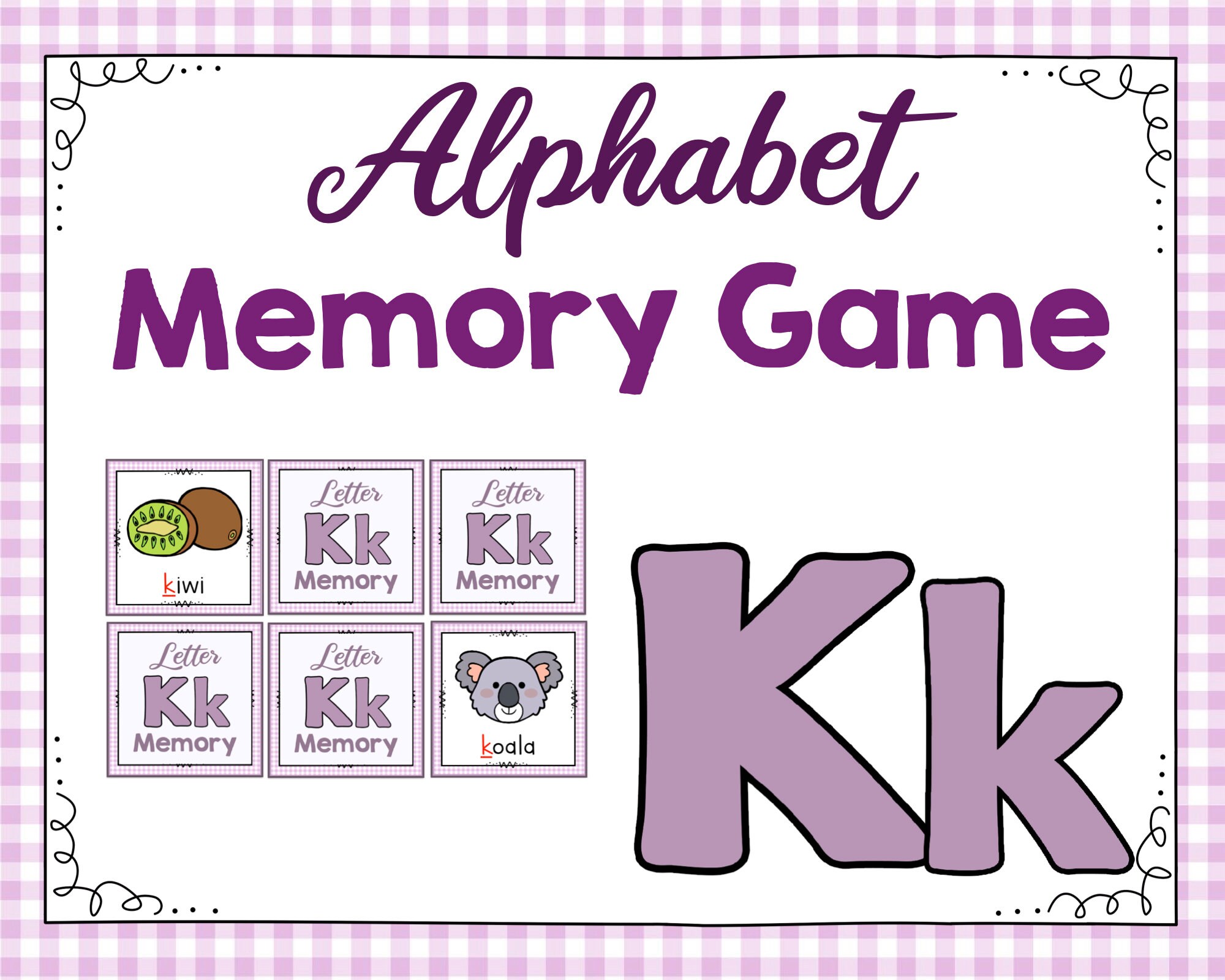 Letter K Memory Game - Etsy